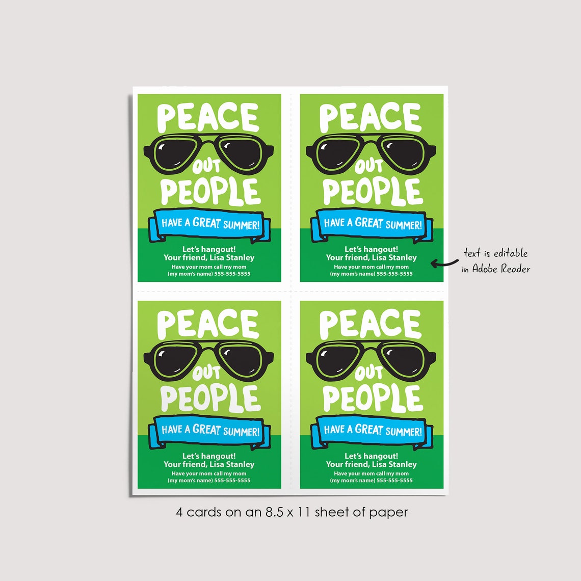 Peace Out People Summer Playdate Card, Party Invitation, Summer Invite ...