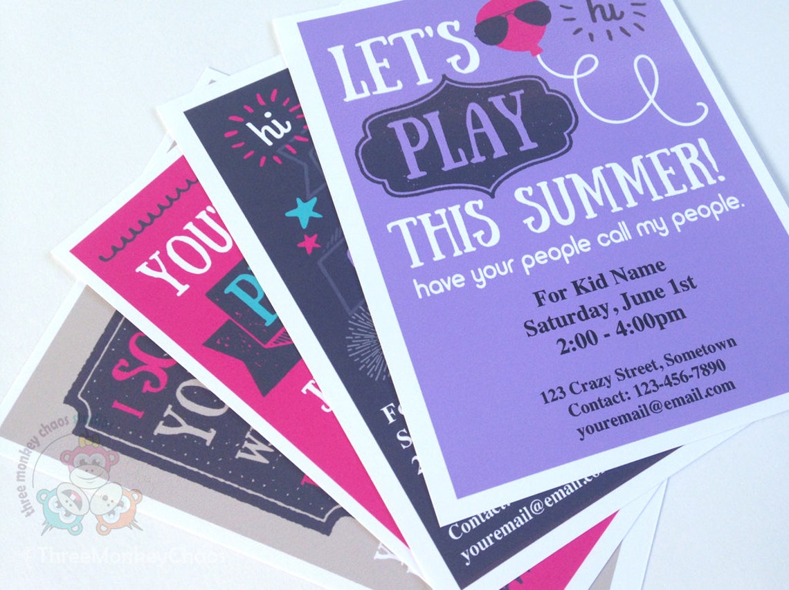 GIRL Play Date Invitation | Summer Birthday | Printable Invite ...