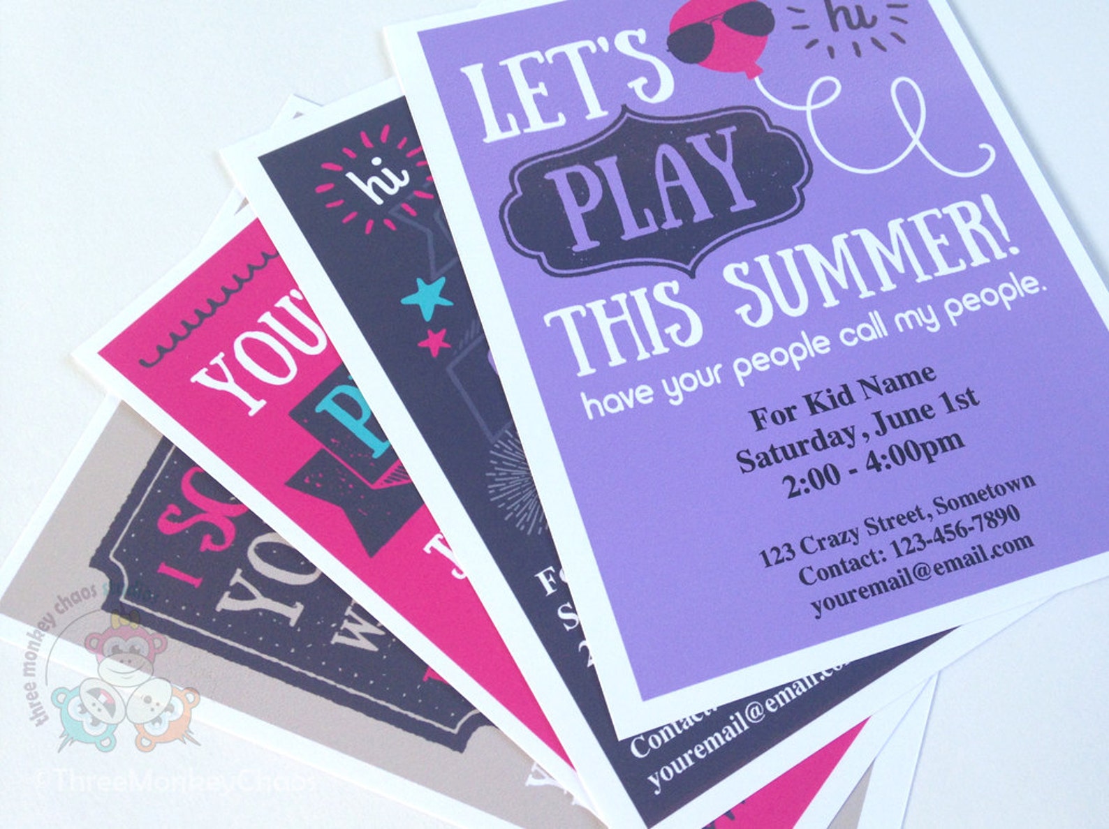 GIRL Play Date Invitation | Summer Birthday | Printable Invite ...