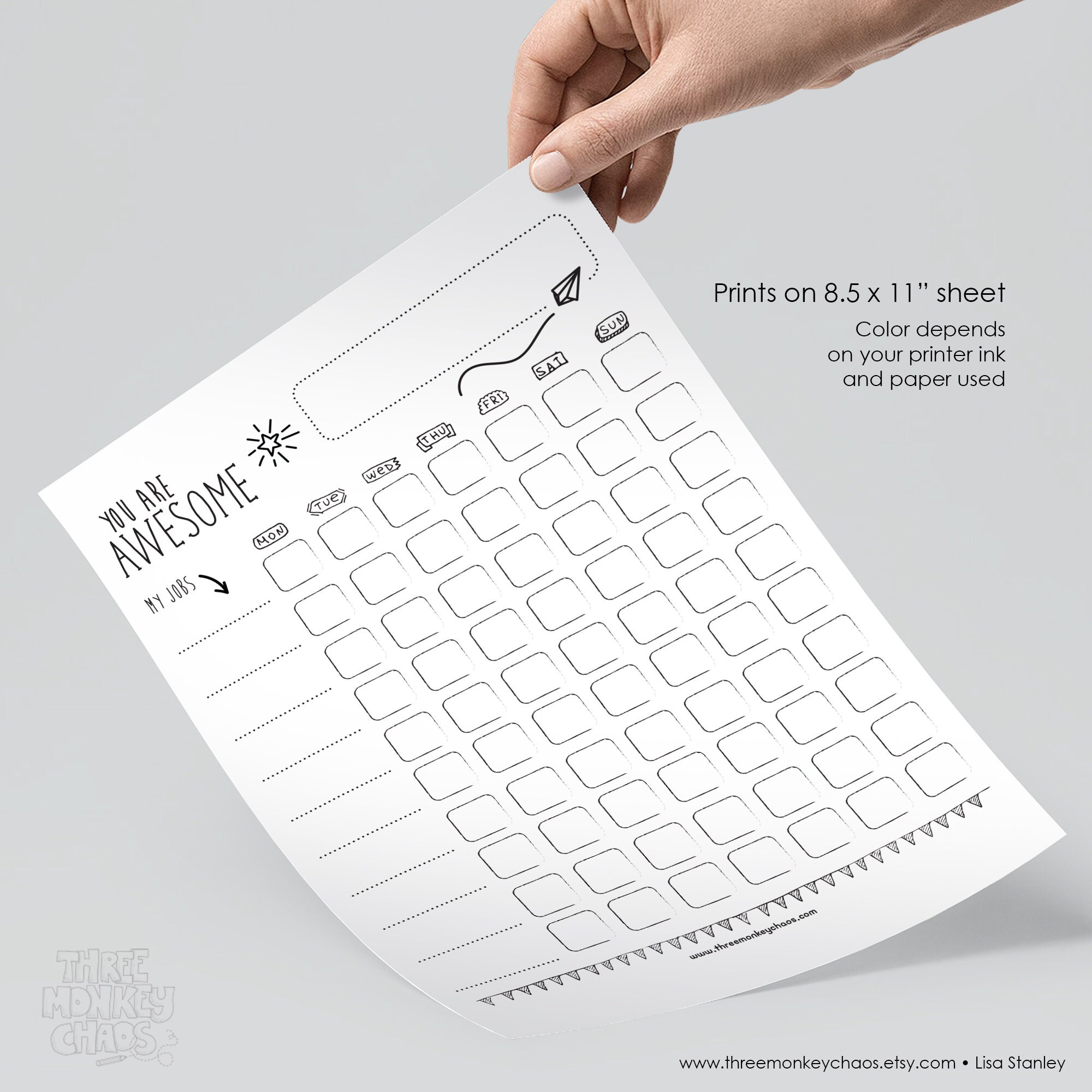 PRINTABLE Job Chart for Kids! | Colorable | Daily Routine | Kids Chores ...