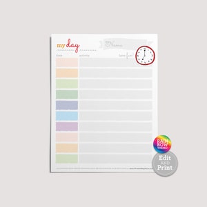 My Day - Rainbow | Printable Daily Planner, Homeschool Routine Chart ...