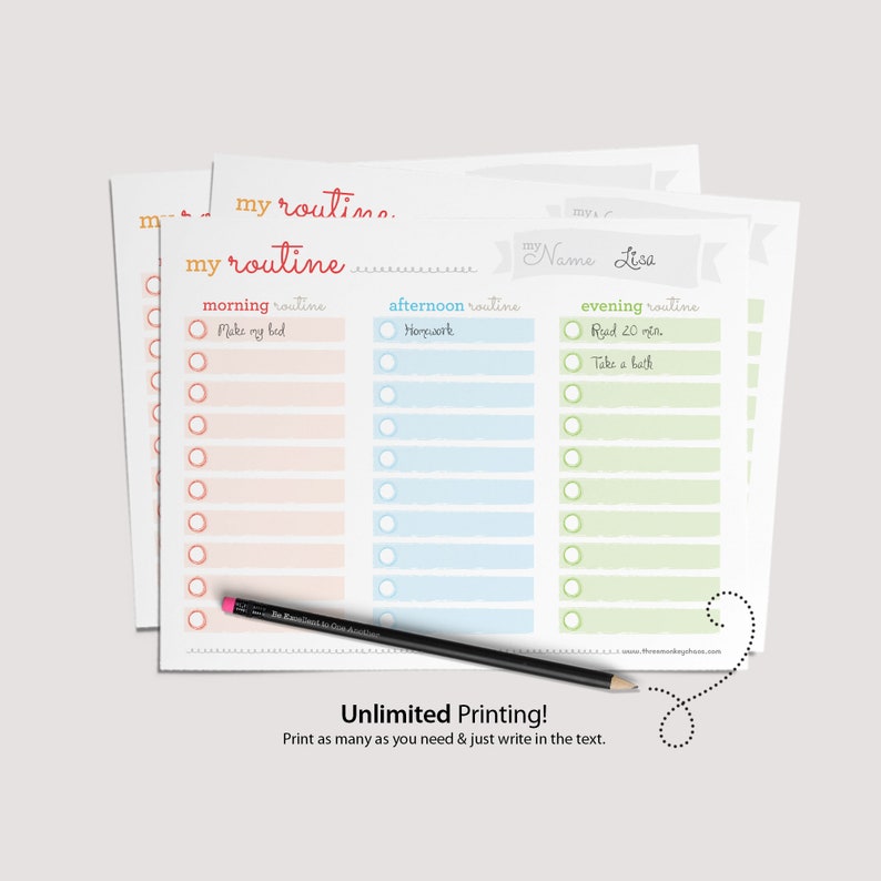 My Routine Rainbow Printable Routine Chart, Morning Afternoon Evening ...