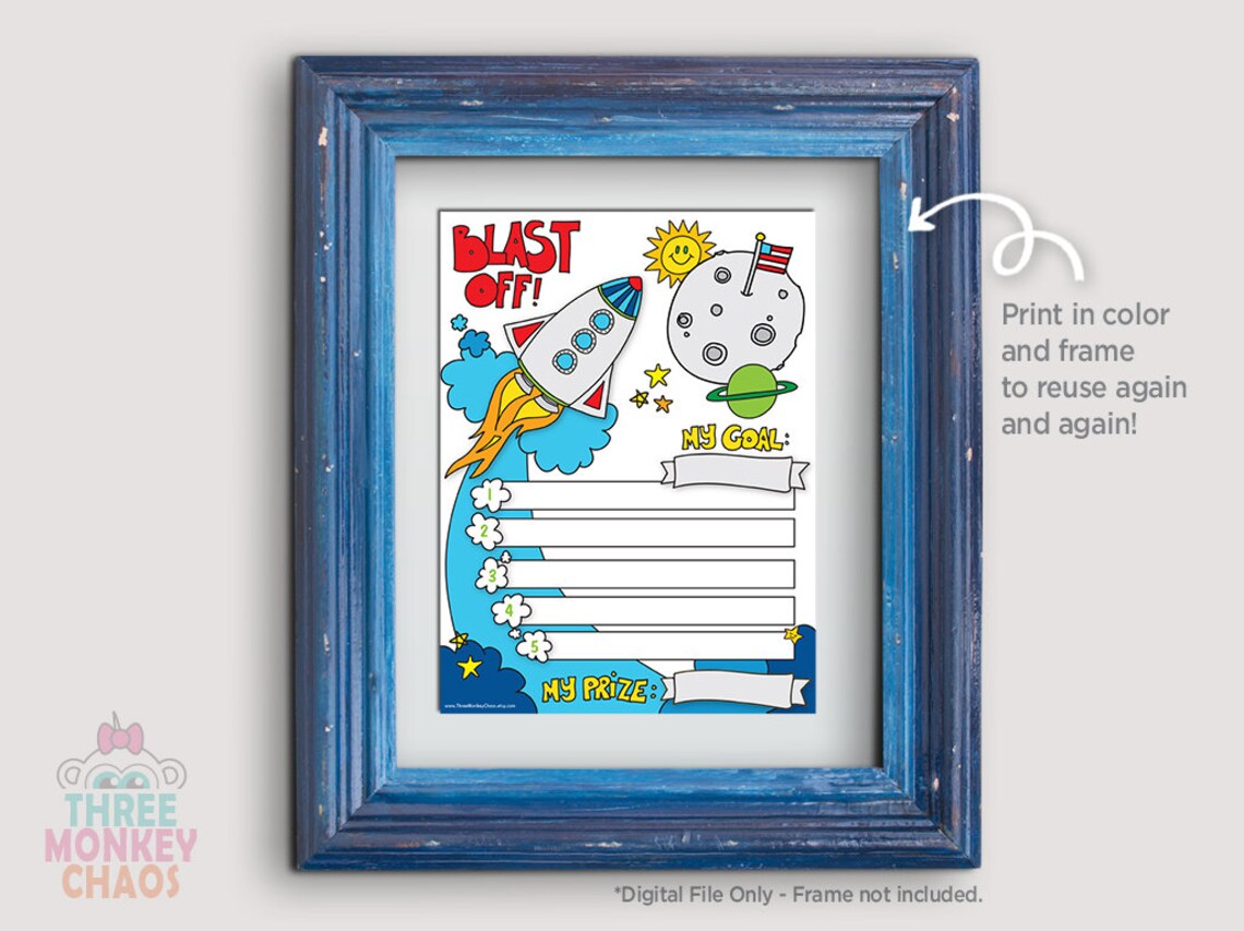 Rocket Ship Goal Chart, Bravery Ladder, Goal Setting for Kids, Reward ...
