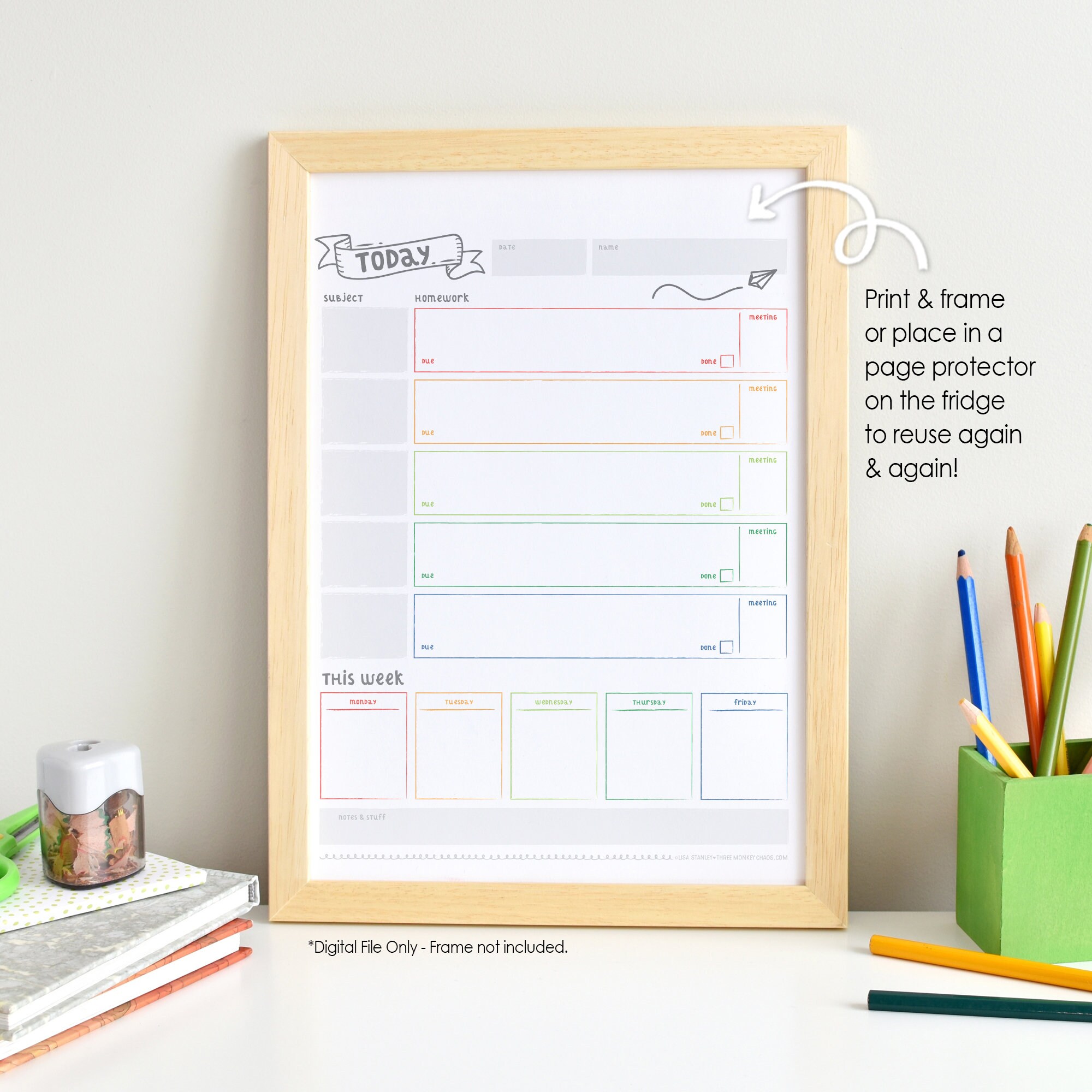 Assignment Tracker | Homework Chart | Virtual Learning | School ...