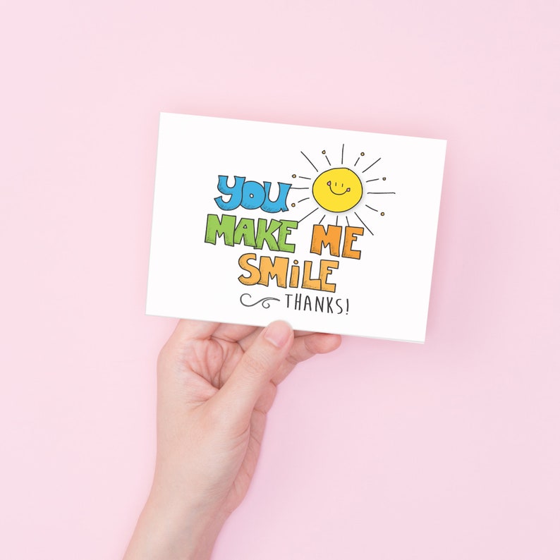 You Make Me Smile Teacher Appreciation Card Thank You Card - Etsy