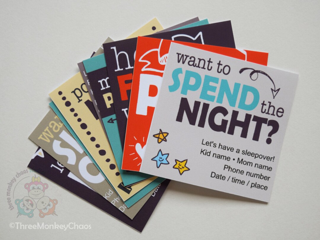 Play Date Invite | Sleepover, Movie, Park, Playdate | Printable ...