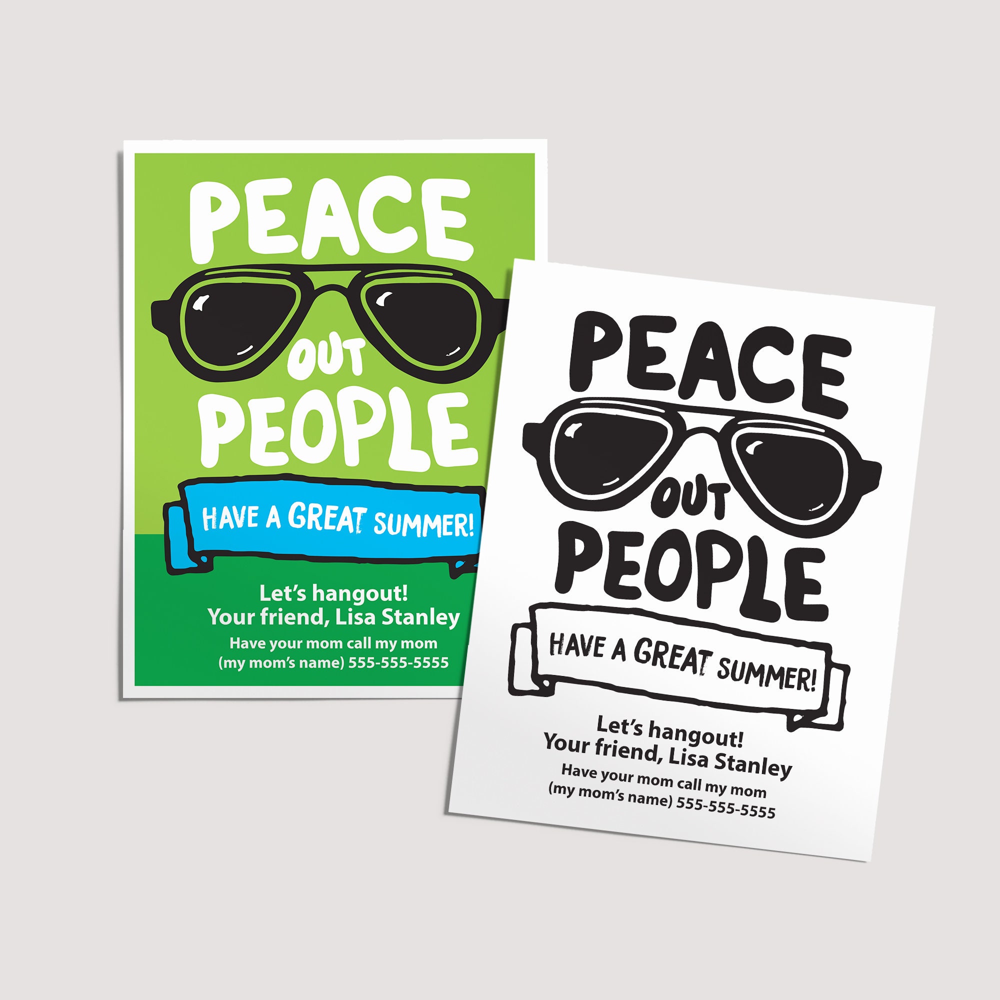 Peace Out People Summer Playdate Card, Party Invitation, Summer Invite ...