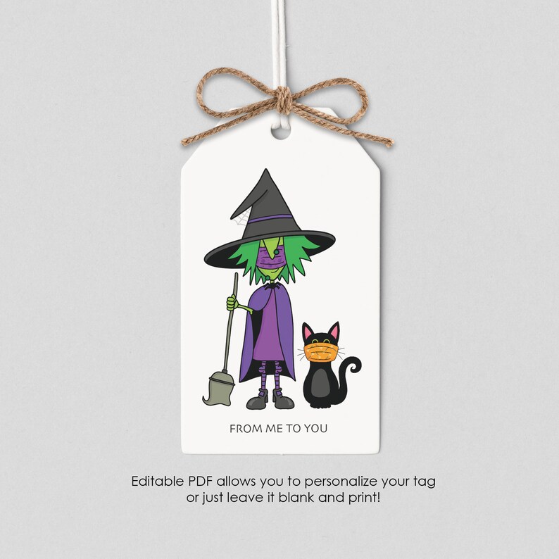 Printable Witch Halloween Gift Tag Halloween Favor Tag - Etsy