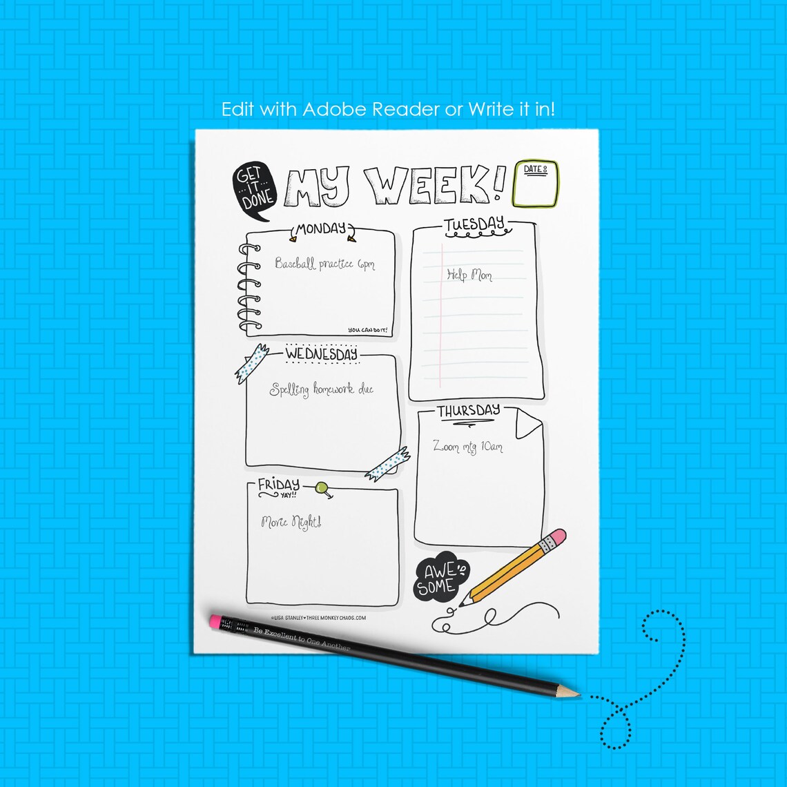 Weekly Planner | Virtual Learning | School Schedule | Homework Chart ...