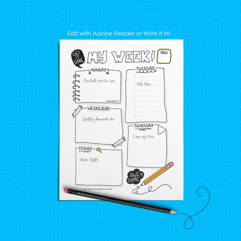 Weekly Planner Virtual Learning School Schedule Homework - Etsy