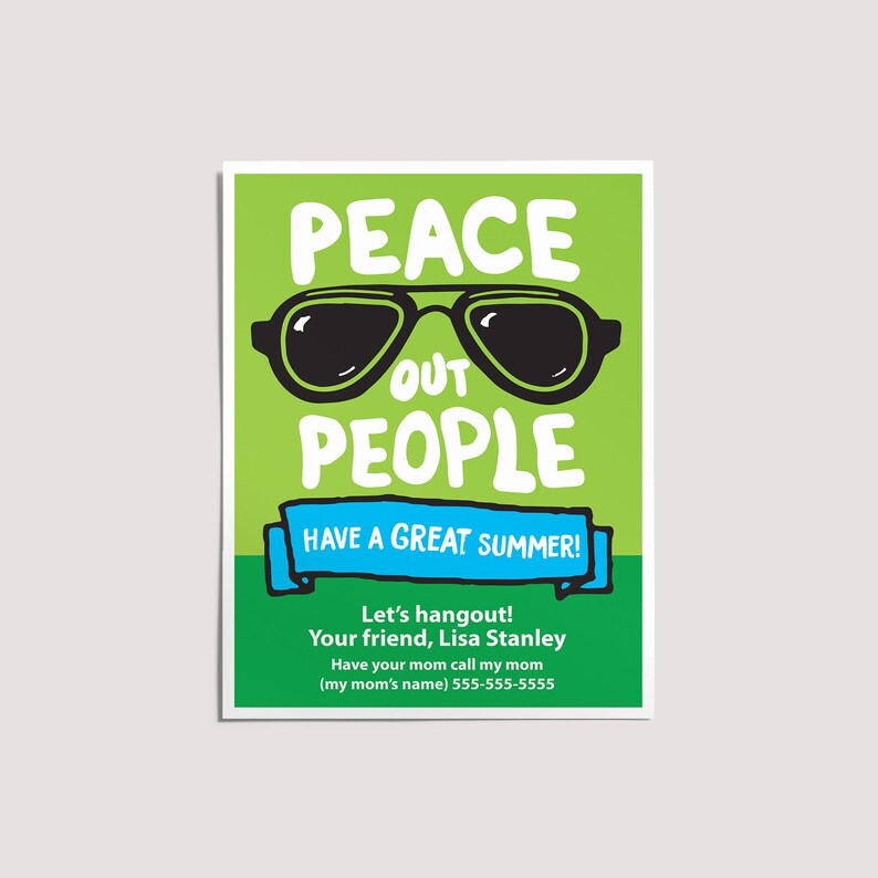 Peace Out People Summer Playdate Card, Party Invitation, Summer Invite ...