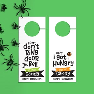 Halloween Sign - No More Candy, Trick or Treat Door Sign, Printable ...