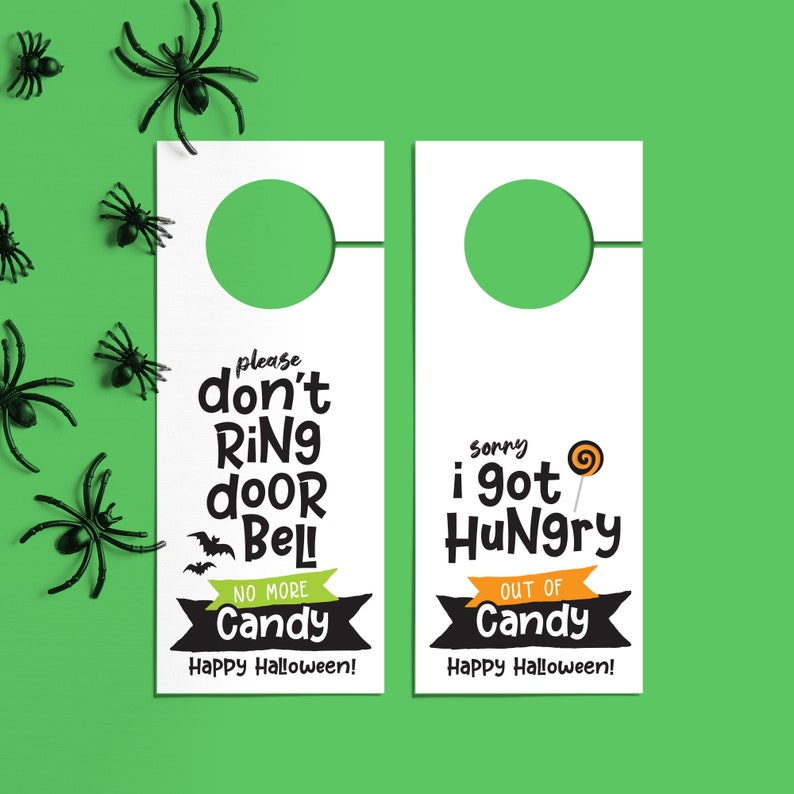 Halloween Sign - No More Candy, Trick or Treat Door Sign, Printable ...