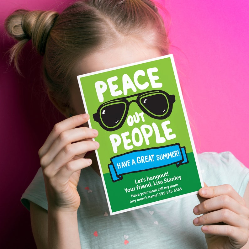 Peace Out People Summer Playdate Card, Party Invitation, Summer Invite ...