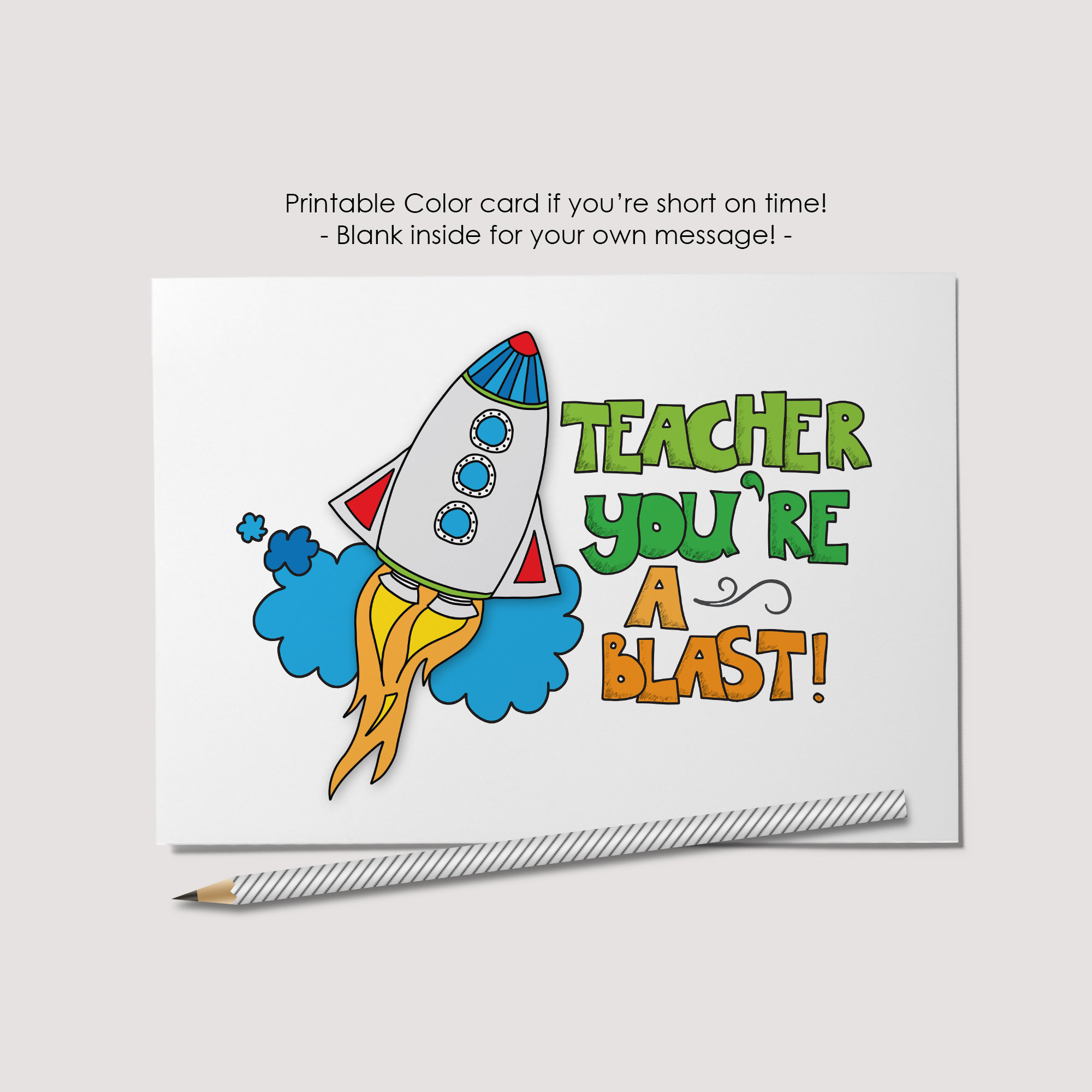 Teacher You're a Blast, Teacher Appreciation Card, Thank You Card ...