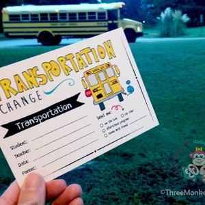 Transportation Change | School Excuse Note | Note for Teacher ...