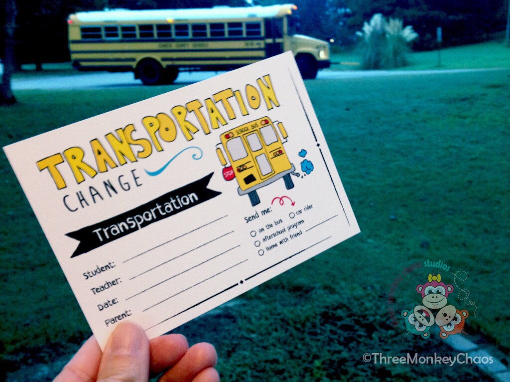 Transportation Change | School Excuse Note | Note for Teacher ...