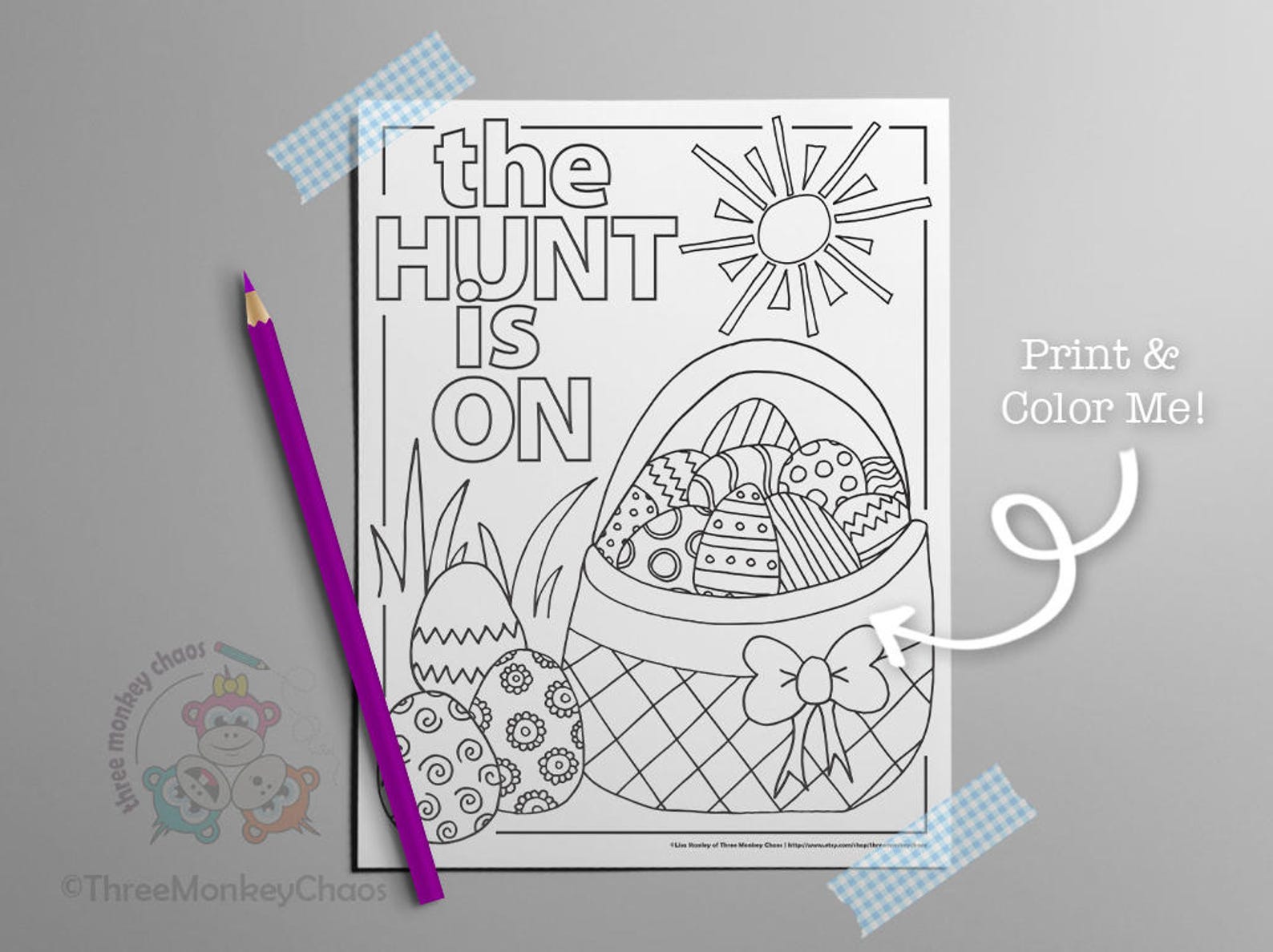 Easter Coloring Page Printable Holiday Activity Kids - Etsy