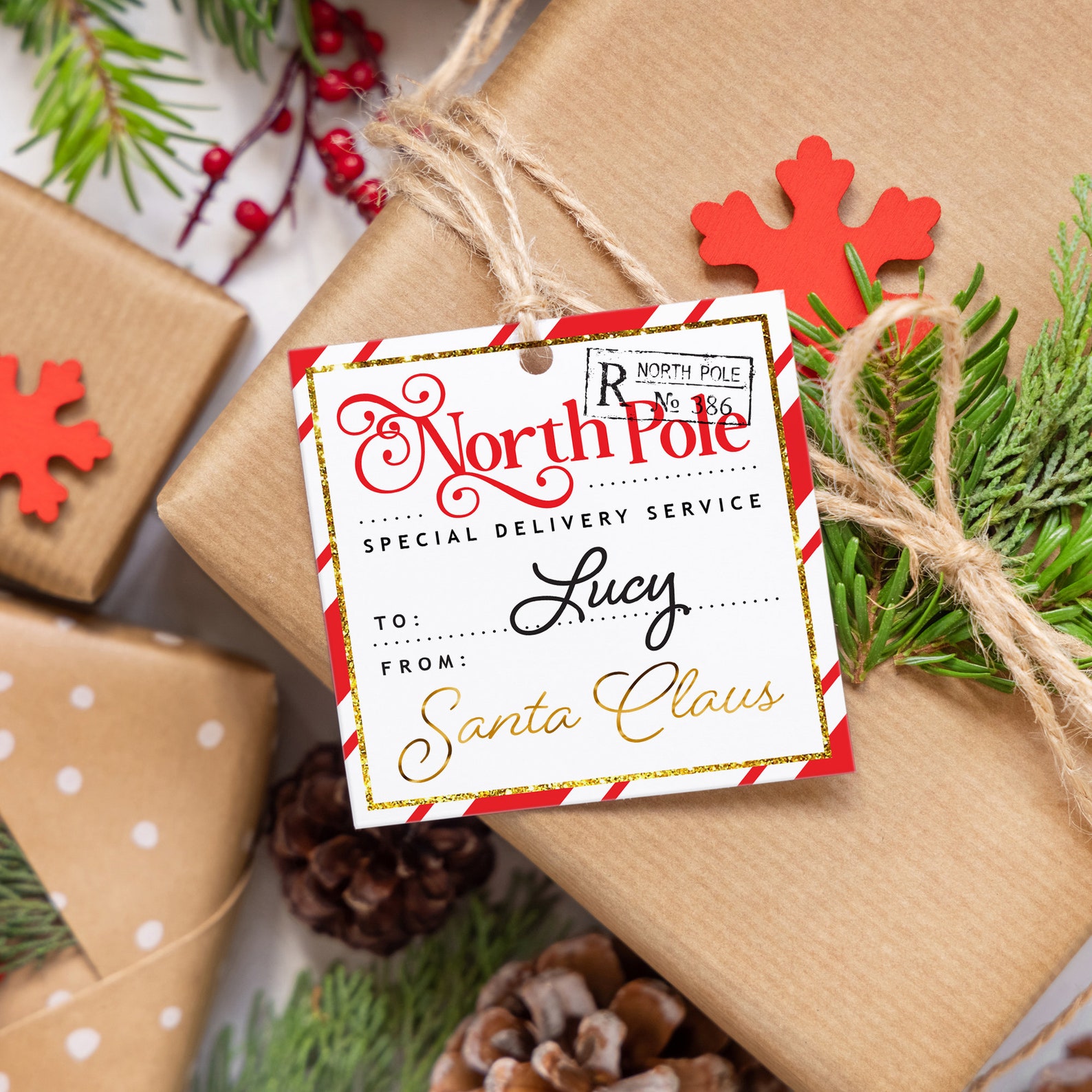 Personalized Santa Tags, Santa Gift Tag Stickers, North Pole Delivery ...