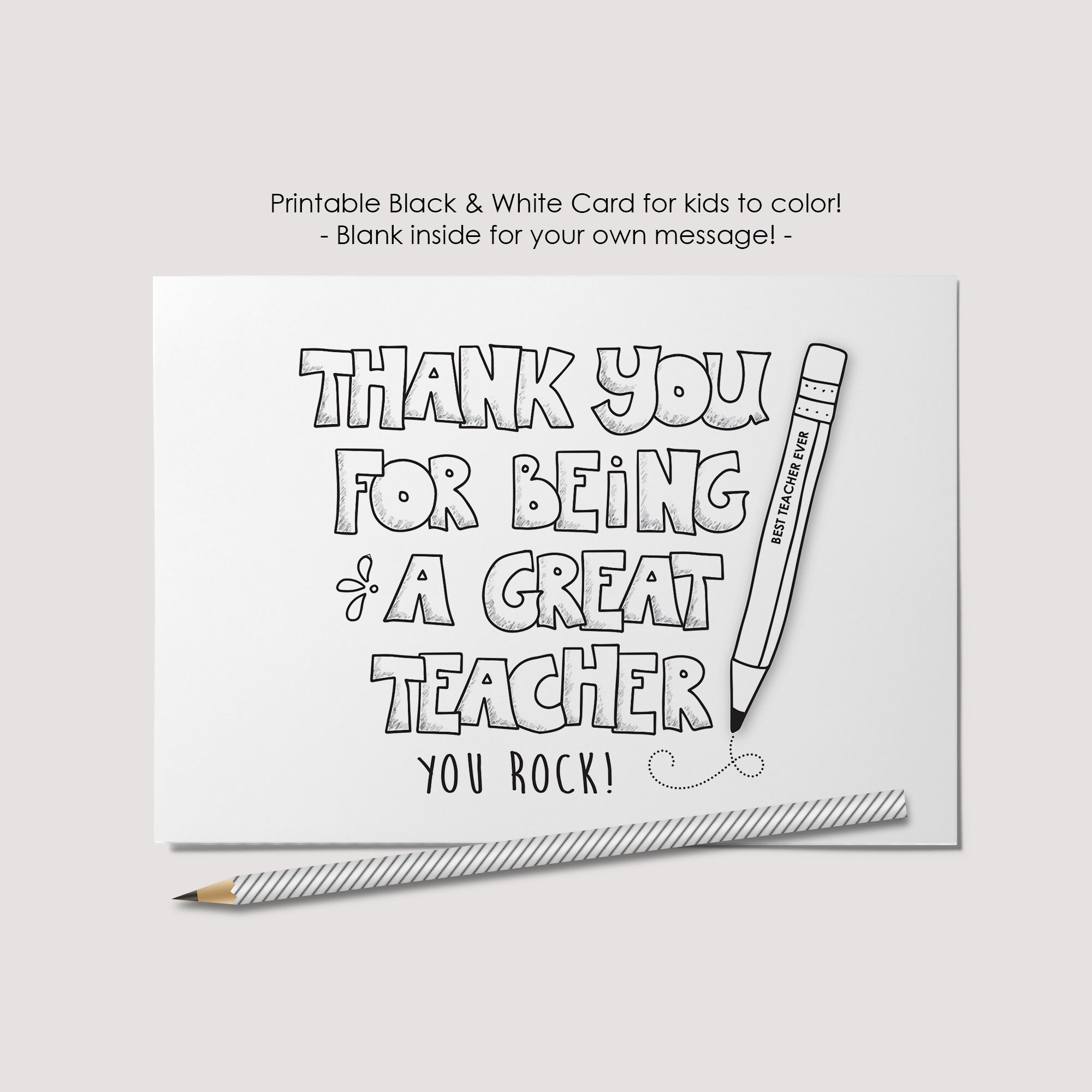 Thank You for Being a Great Teacher! Teacher Appreciation Card, Thank ...