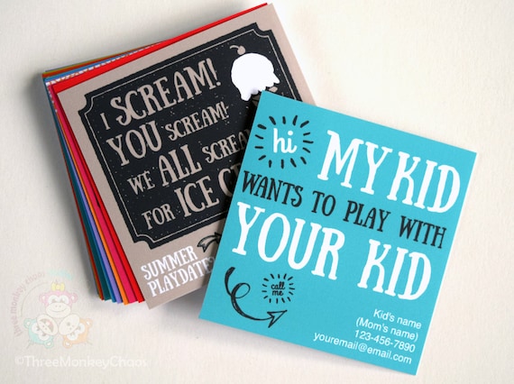 Playdate Cards Summer Play Date Printable Invitations | Etsy