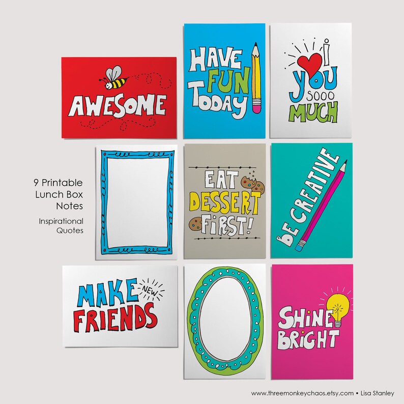 45 Lunch Box Notes / Printable Mini Cards / Lunchbox Notes / Back to ...