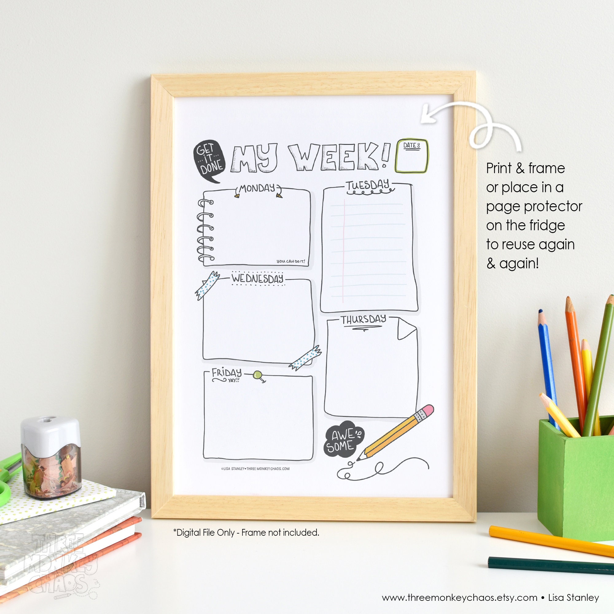 Weekly Planner Virtual Learning School Schedule Homework - Etsy
