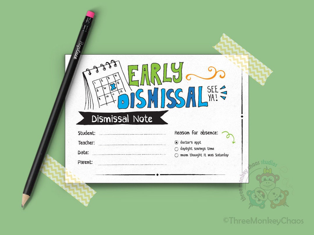 PRINTABLE Doctor Note / Early Dismissal / School Excuse Note / Dentist ...