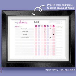 PINK - Chore Chart for Kids | Weekly Chores | Daily Job Chart | Kids ...