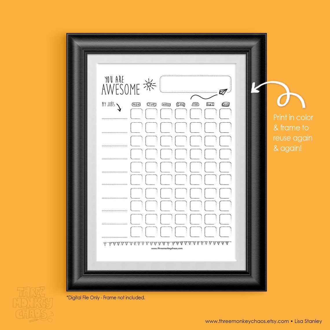 PRINTABLE Job Chart for Kids Colorable Daily Routine - Etsy