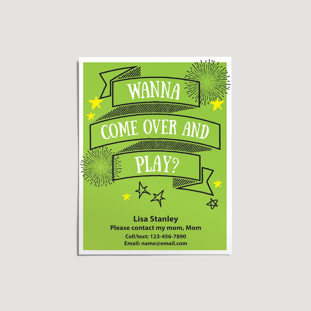 Playdate Invitation, Wanna Come Over and Play, Play Date Cards for Kids ...