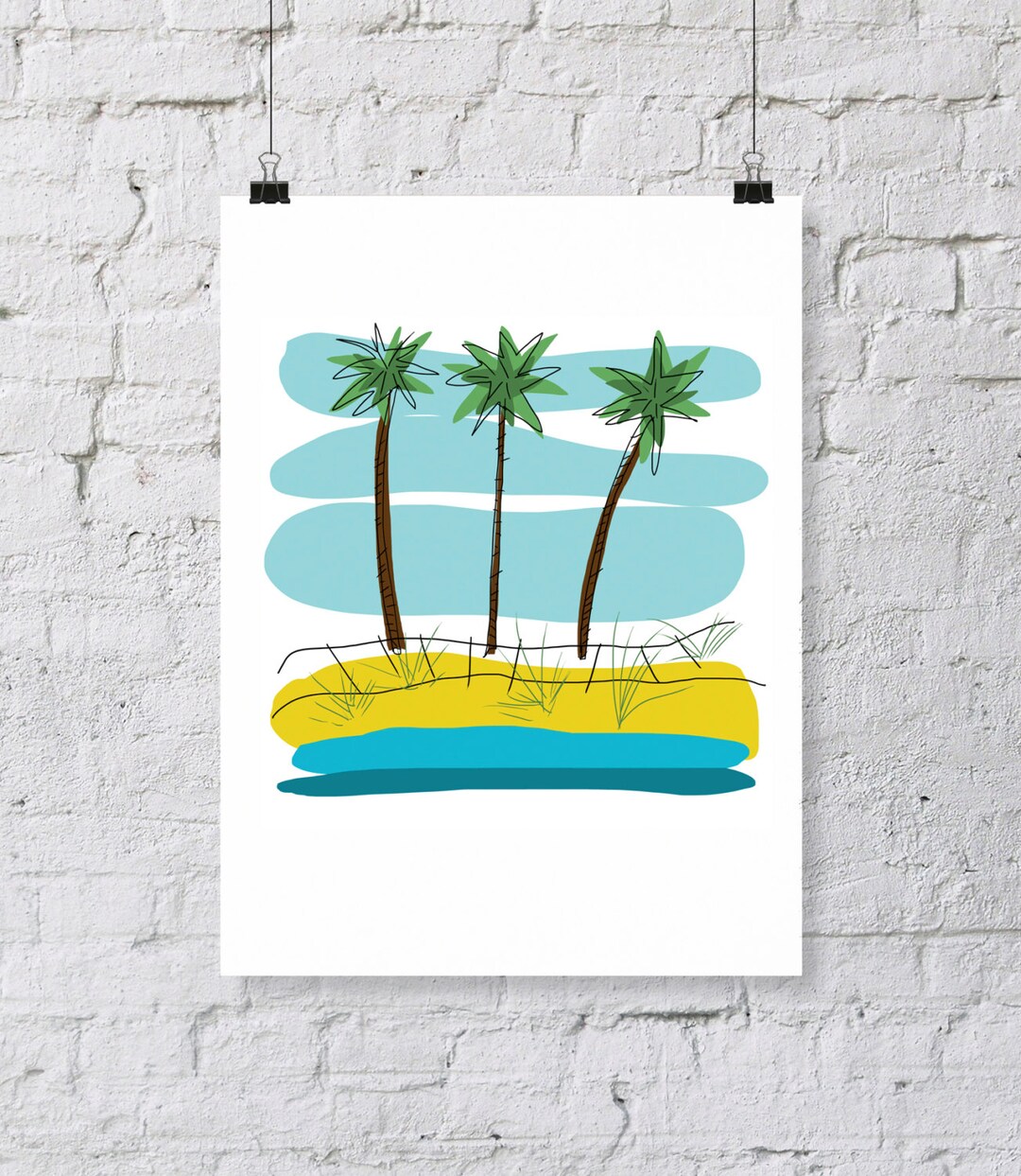 Modern Art Palm Tree Print Digital Download Three Palm Trees - Etsy