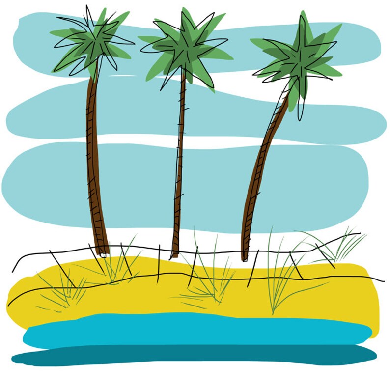 Modern Art Palm Tree Print Digital Download Three Palm Trees - Etsy