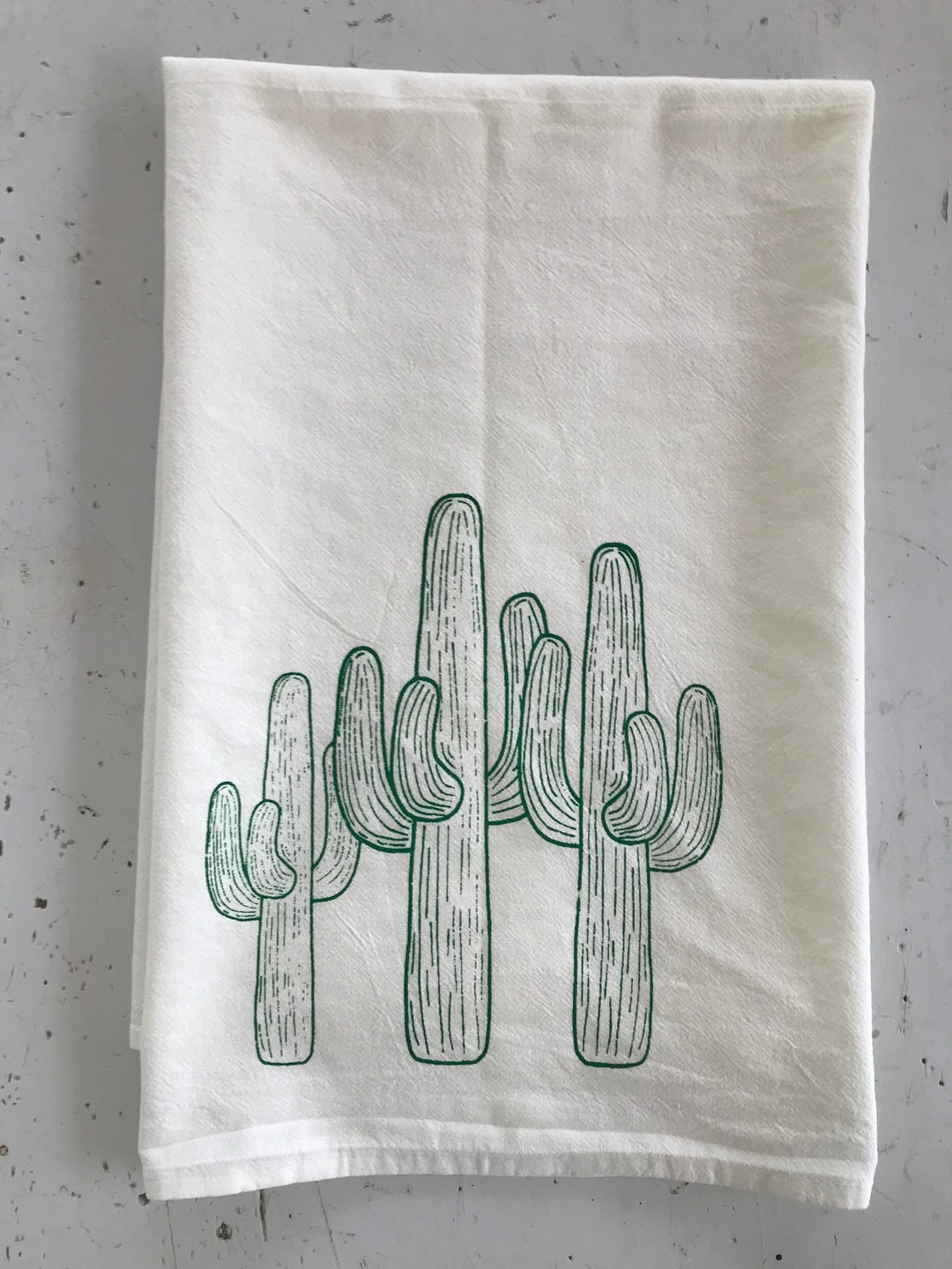 Saguaro Cactus Hand Screen Printed Flour Sack Tea Towel - Etsy