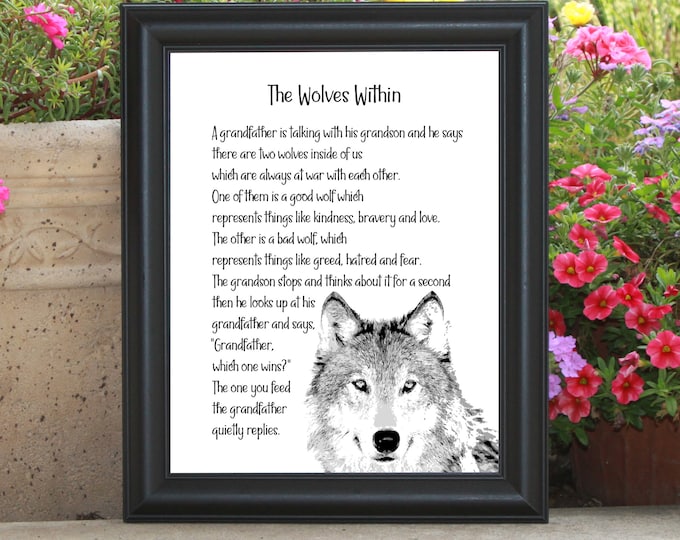 Native American Parable the Wolves Within Two Wolves Poem - Etsy