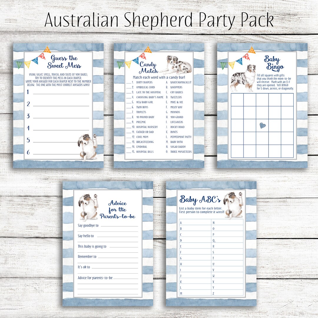 Puppy Baby Shower Party Pack / Australian Shepherd Baby Shower Games - Etsy