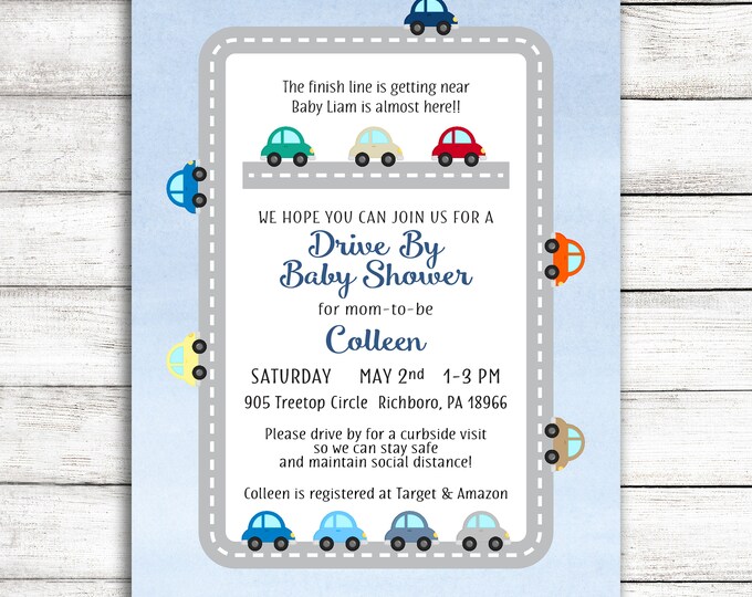 Drive by Baby Shower Invitation Drive Thru Baby Shower - Etsy