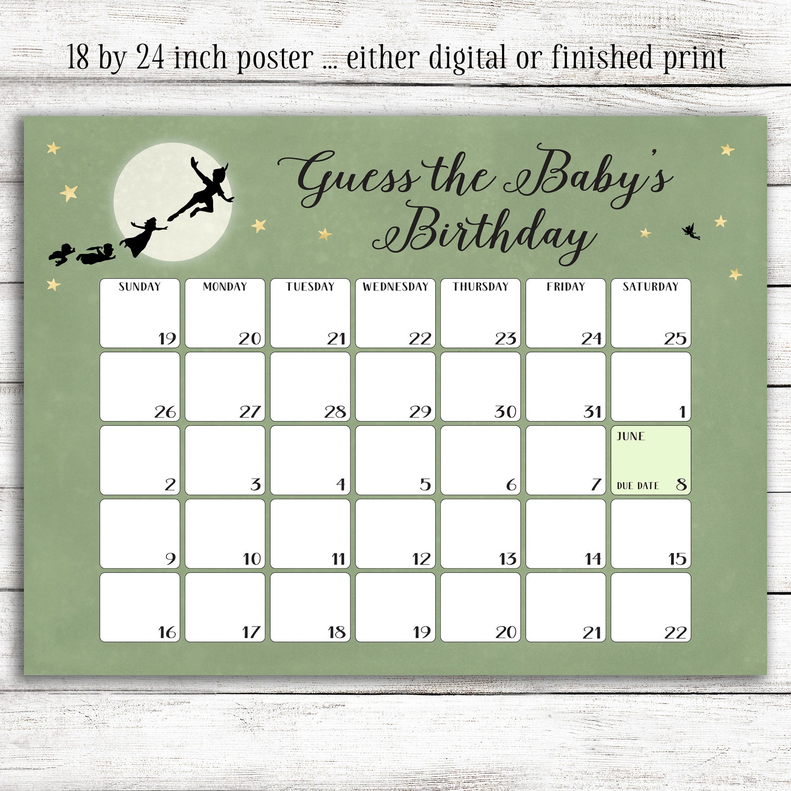 Peter Pan Guess the Baby's Birthday Calendar / Peter Pan | Etsy