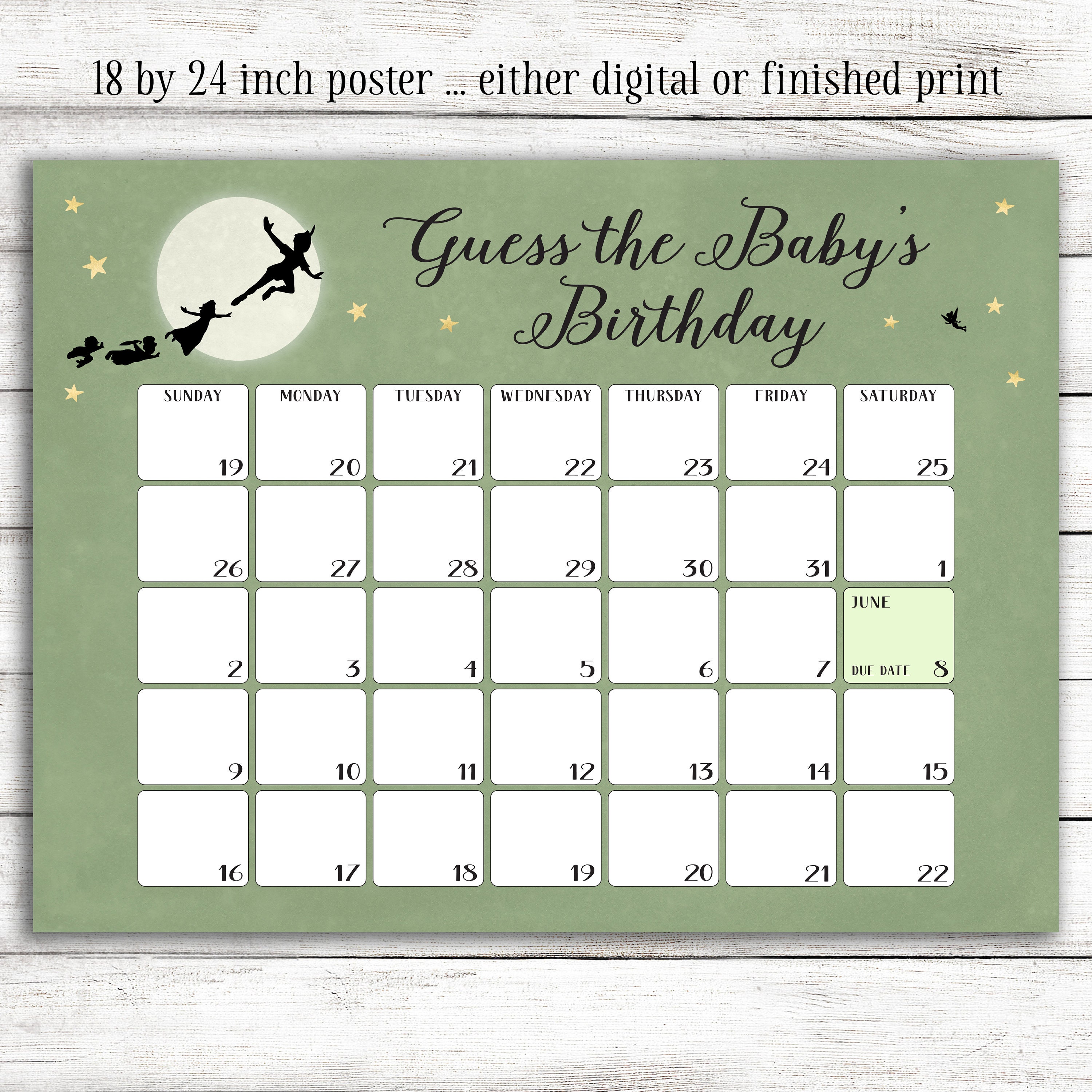 Peter Pan Guess the Baby's Birthday Calendar / Peter Pan Due Date ...