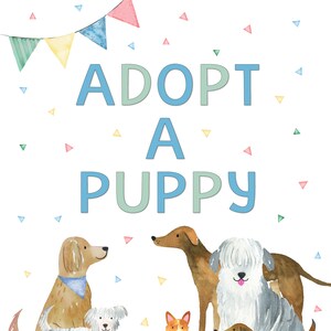 Dog Party Adoption Certificate and Adoption Sign / Puppy Party Adoption ...