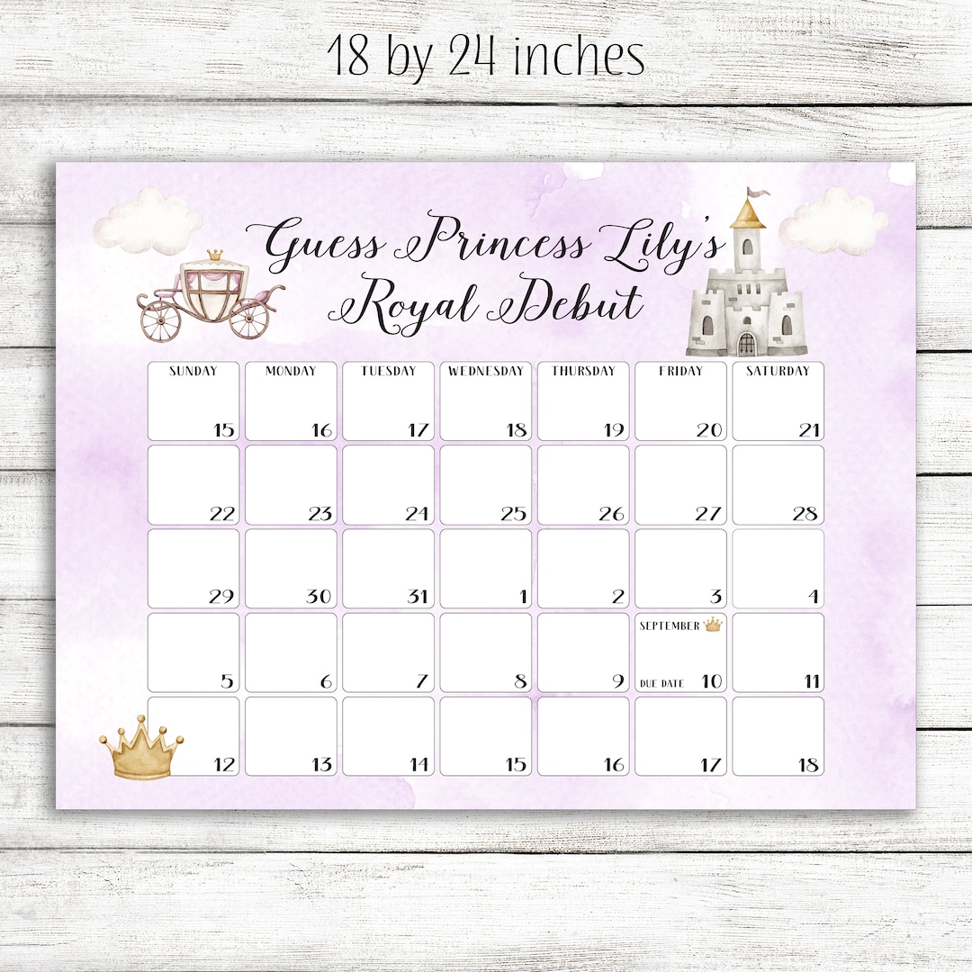 The Princess Guess the Baby's Birthday Poster / Princess Due Date ...
