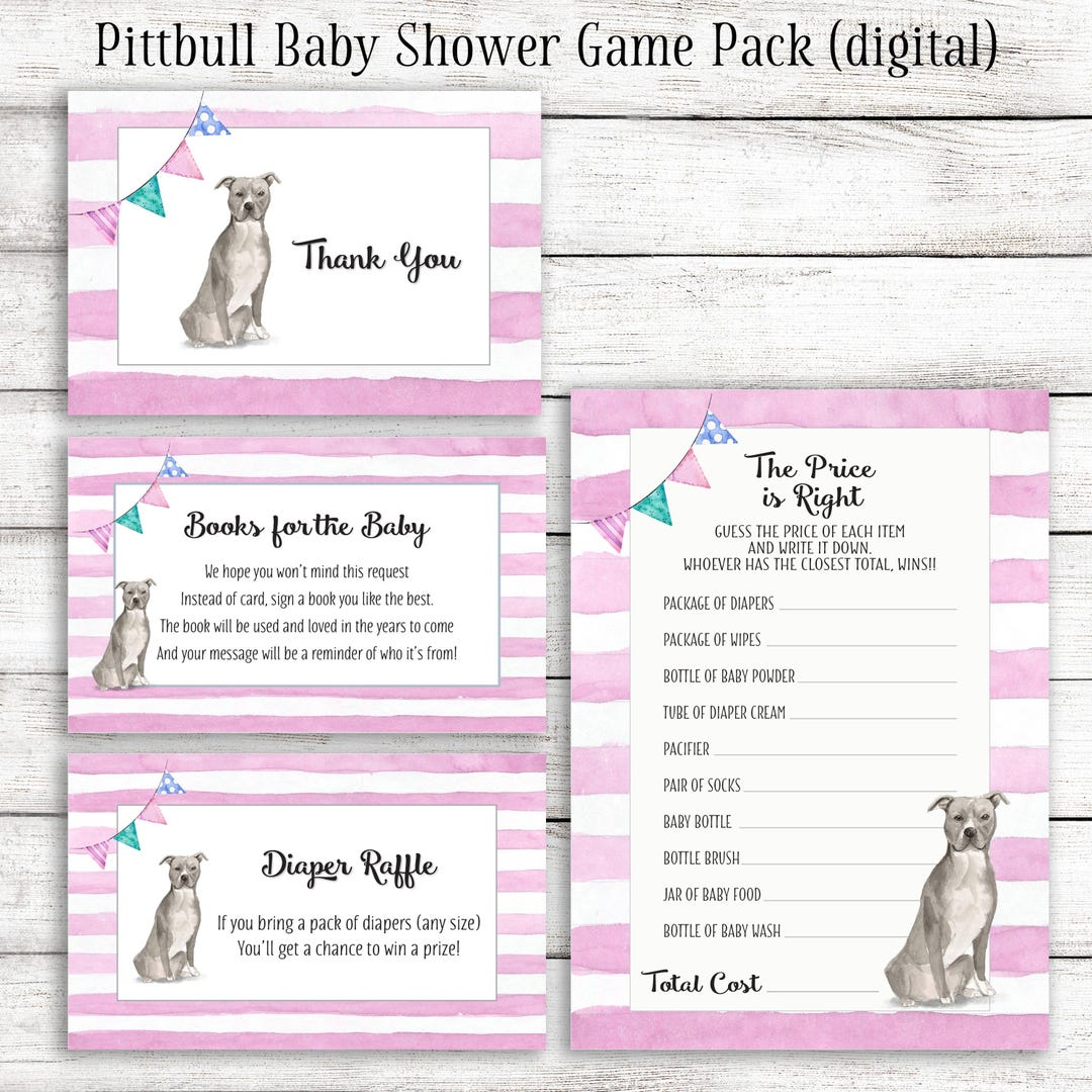 Pitbull Theme Baby Shower Games, Pit Bull Baby Shower Party Pack - Etsy