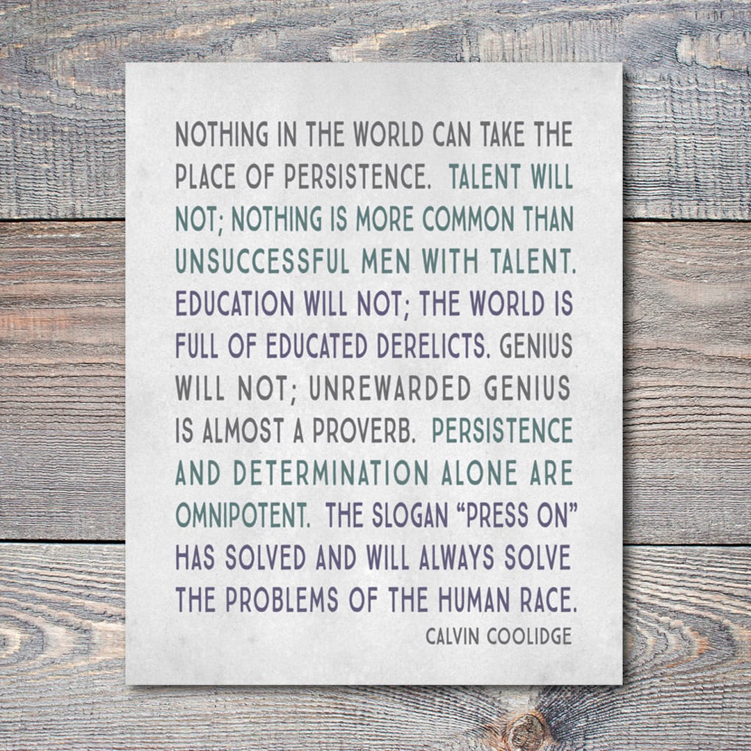Persistence Quote Print, Calvin Coolidge Persistence Quote, DIY ...