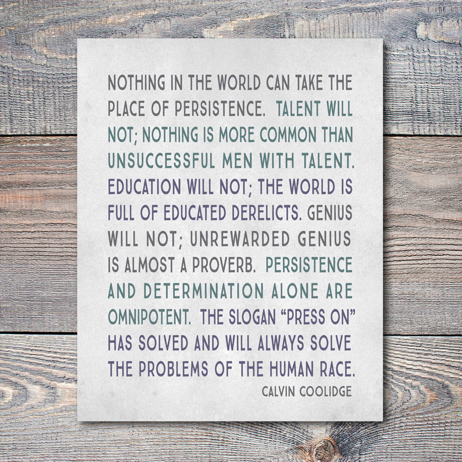 Persistence Quote Print, Calvin Coolidge Persistence Quote, DIY ...