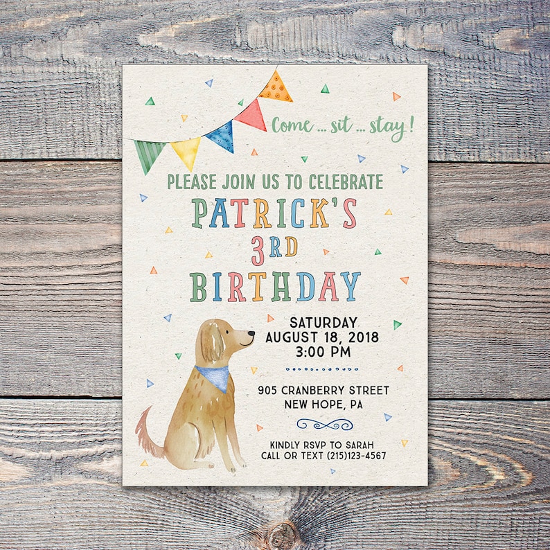 Dog Themed Birthday Party Invitation, Puppy Birthday Party Invite ...