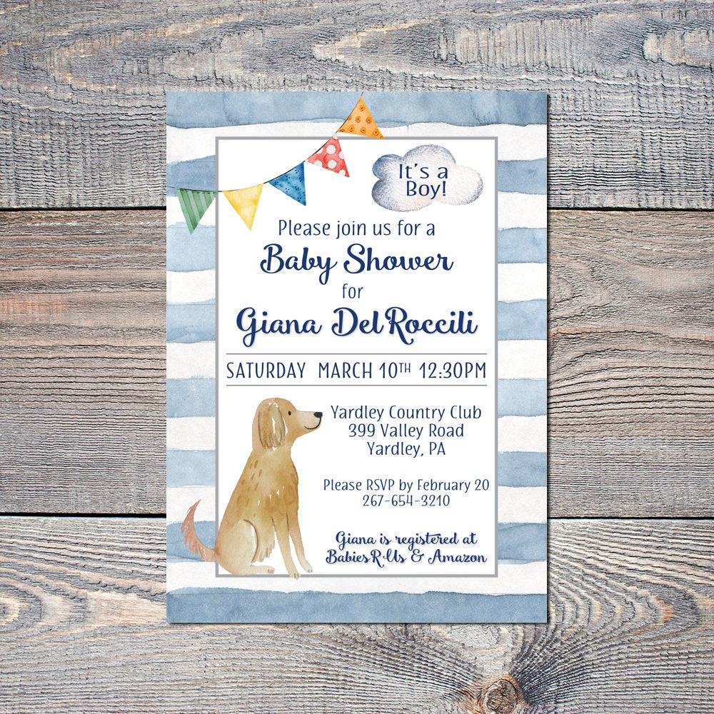 Puppy Baby Shower Invitation for Baby Boy Dog Baby Shower - Etsy