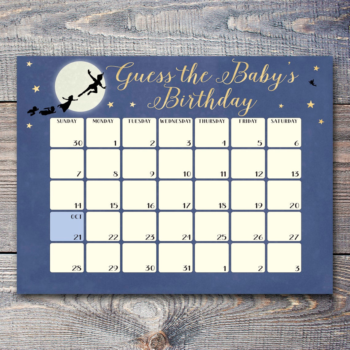 Peter Pan Guess the Baby's Birthday Calendar / Peter Pan | Etsy
