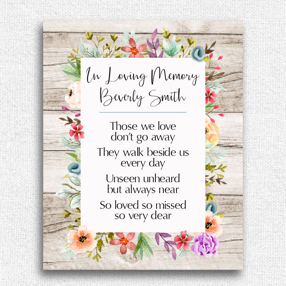 Wildflower In Loving Memory Memorial Print / Floral Memorial | Etsy