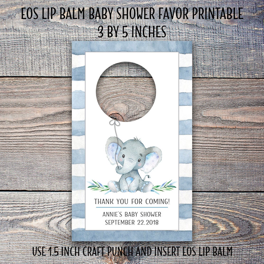 Elephant Lip Balm Baby Shower Party Favor Printable / Customizable ...