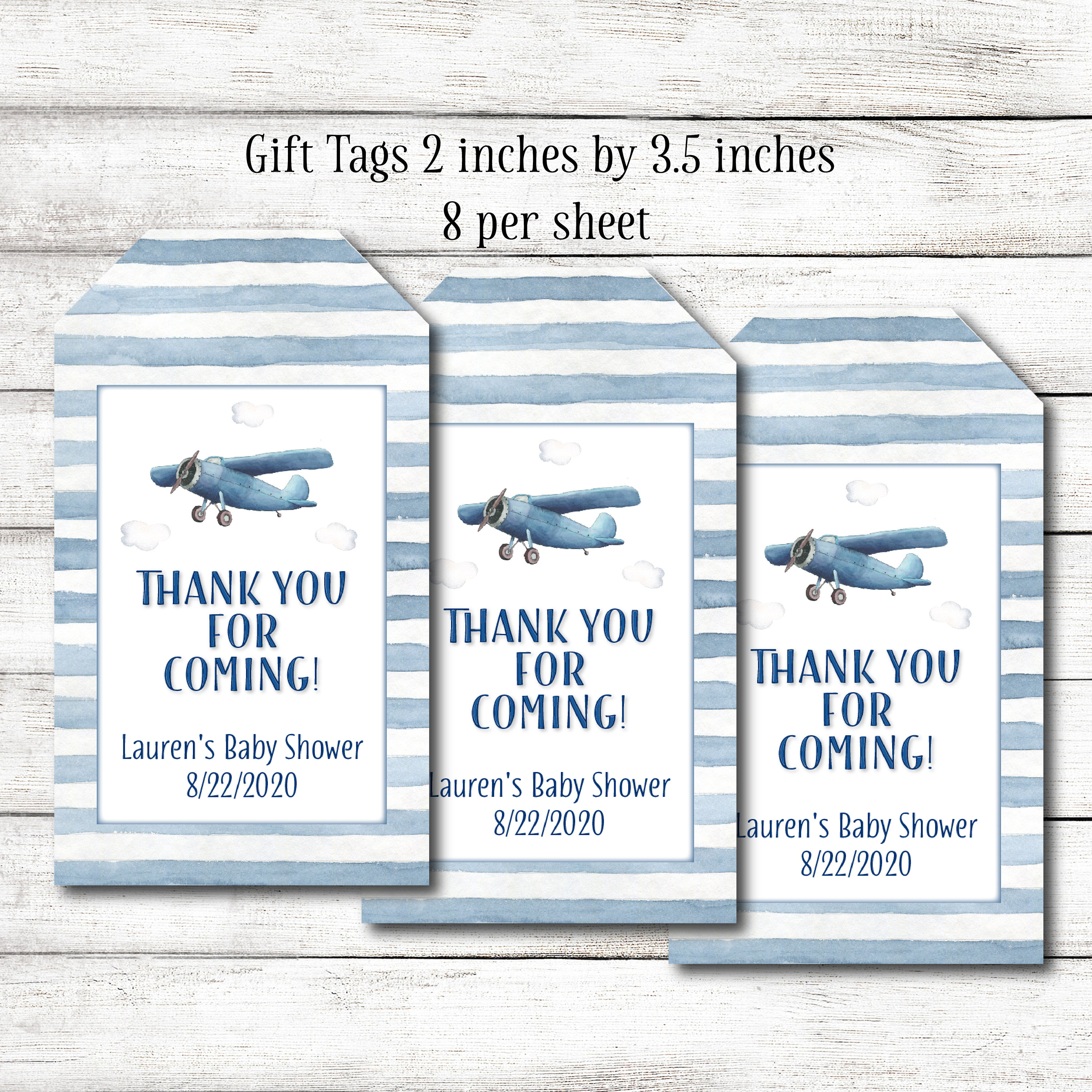 Vintage Airplane Gift Tags / Airplane Birthday or Baby Shower Favor ...